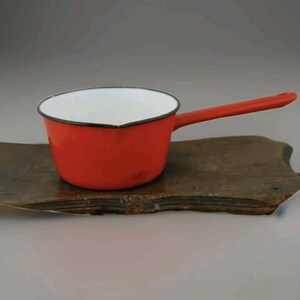 Vintage Enamelware Cooking Pan Red Enamel Cooker Enamel Saucepan - Etsy