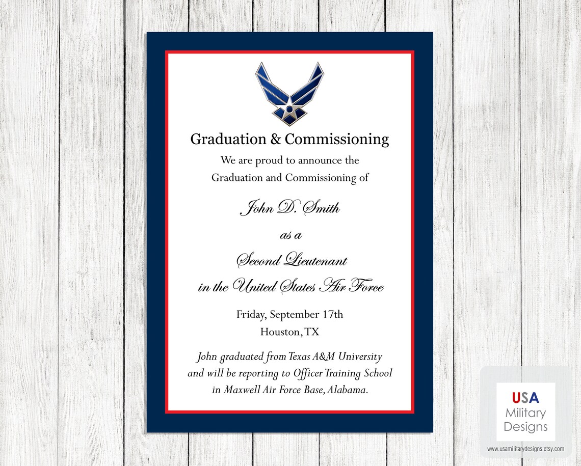 Air Force Commissioning & Graduation Announcement Printable | Etsy