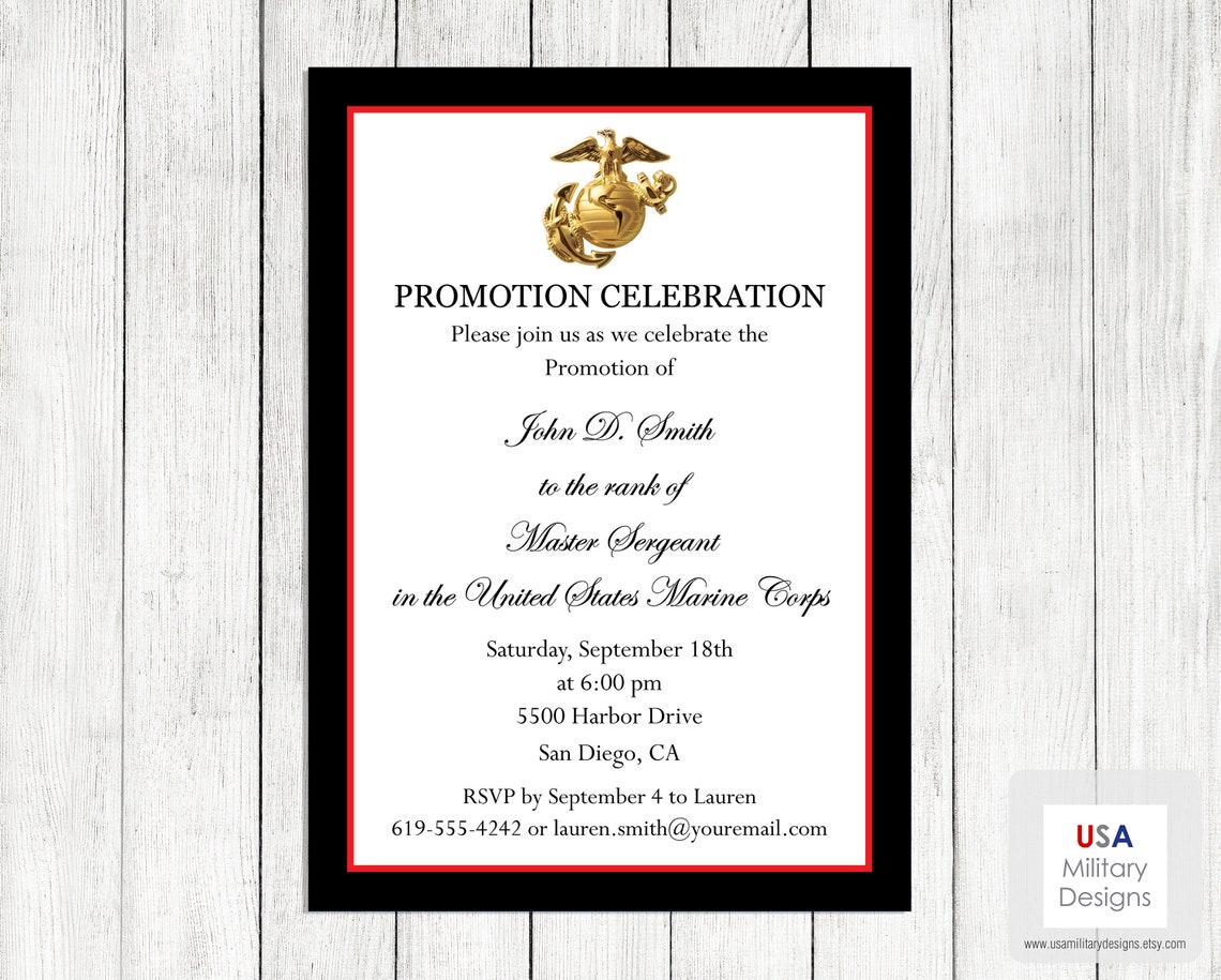 Marine Corps Promotion Celebration Invitation Printable - Etsy