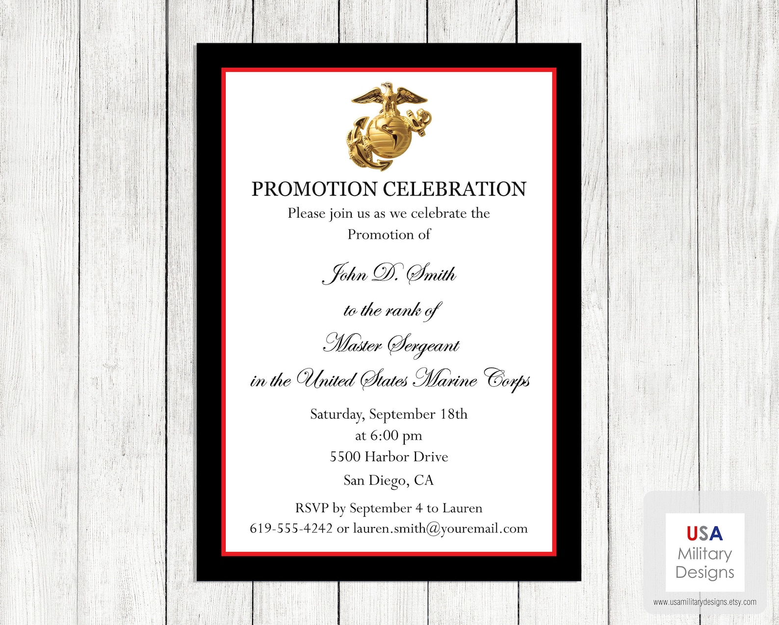 Marine Corps Promotion Celebration Invitation, Printable Marine Corps ...