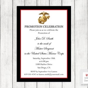 Marine Corps Promotion Celebration Invitation, Printable Marine Corps ...