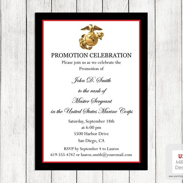 Marine Corps Promotion Invitation - Etsy