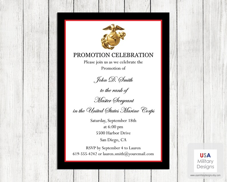 Marine Corps Promotion Celebration Invitation, Printable Marine Corps ...