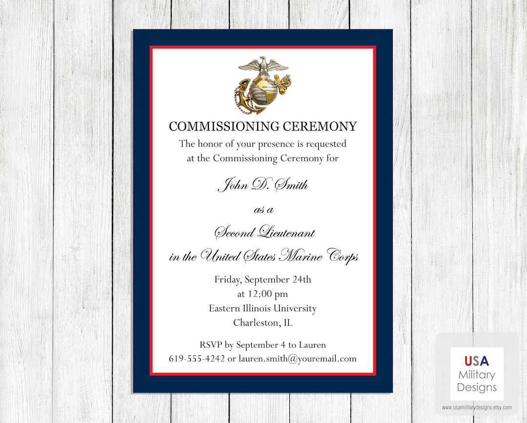 Marine Corps Commissioning Ceremony Invitation, Printable Marine Corps ...