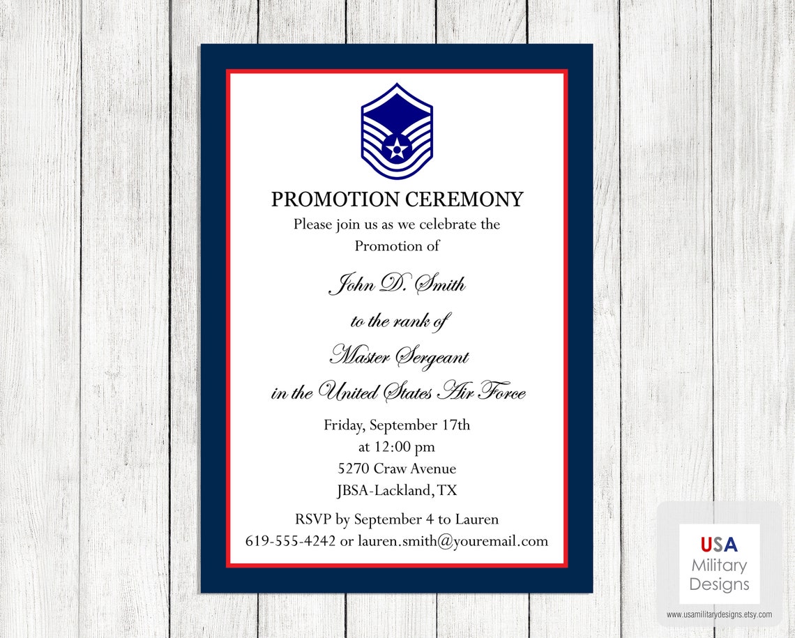 Air Force Promotion Ceremony Invitation, Printable Air Force Promotion ...