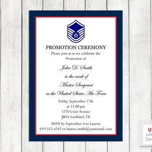 Air Force Promotion Ceremony Invitation, Printable Air Force Promotion ...