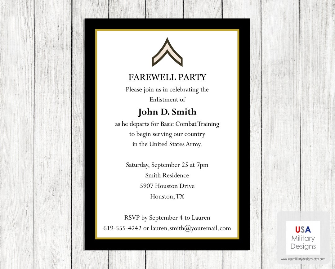 Army Farewell Invitation, Printable Army Farewell Invitation, Army ...