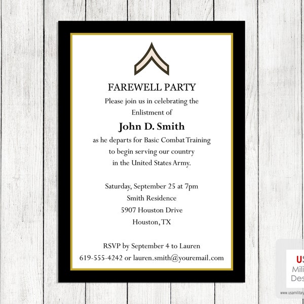 Army Farewell Party Invitation - Etsy
