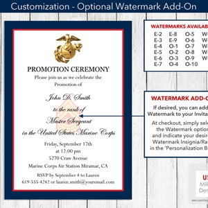 Marine Corps Promotion Ceremony Invitation, Printable Marine Corps ...
