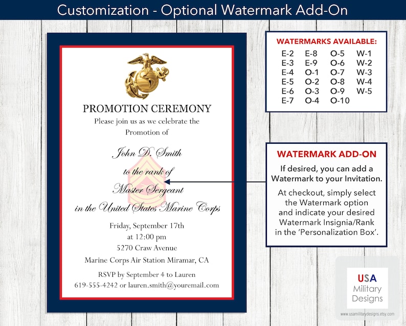Marine Corps Promotion Ceremony Invitation, Printable Marine Corps ...