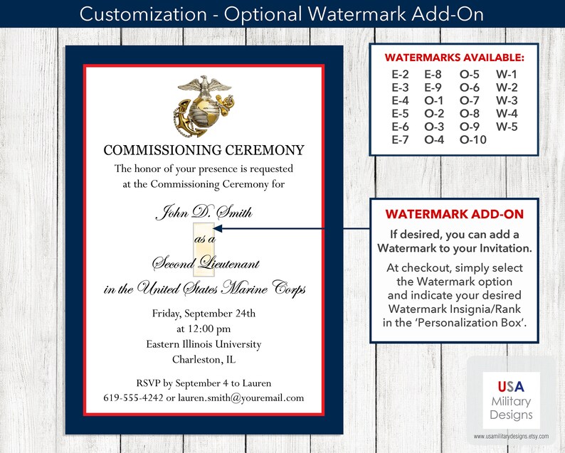 Marine Corps Commissioning Ceremony Invitation, Printable Marine Corps ...