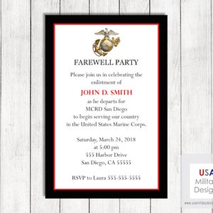Marine Corps Farewell Invitation Printable US Marine Corps | Etsy