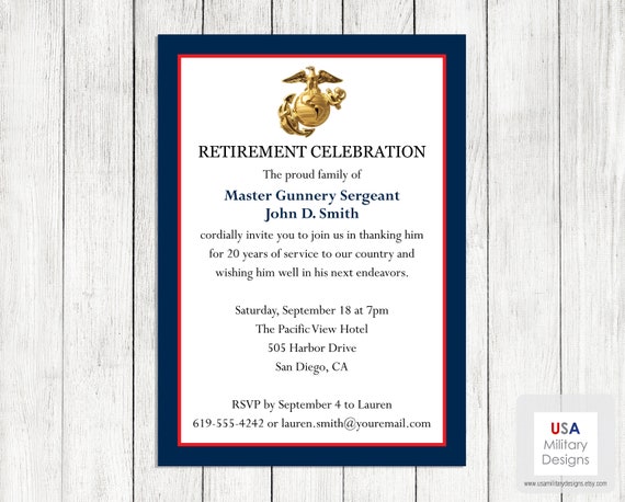 Marine Corps Retirement Celebration Invitation Printable - Etsy