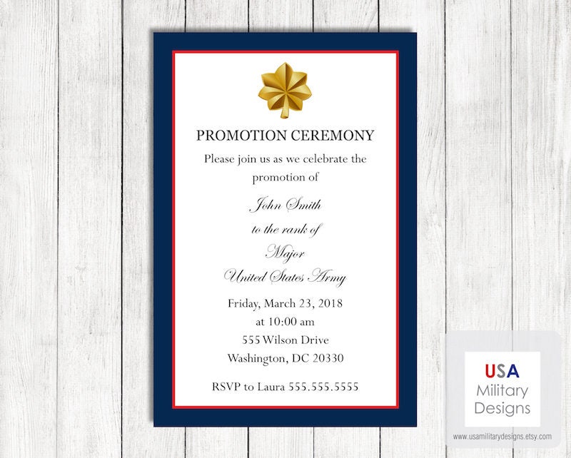 Army Promotion Ceremony Invitation Printable Army Promotion | Etsy