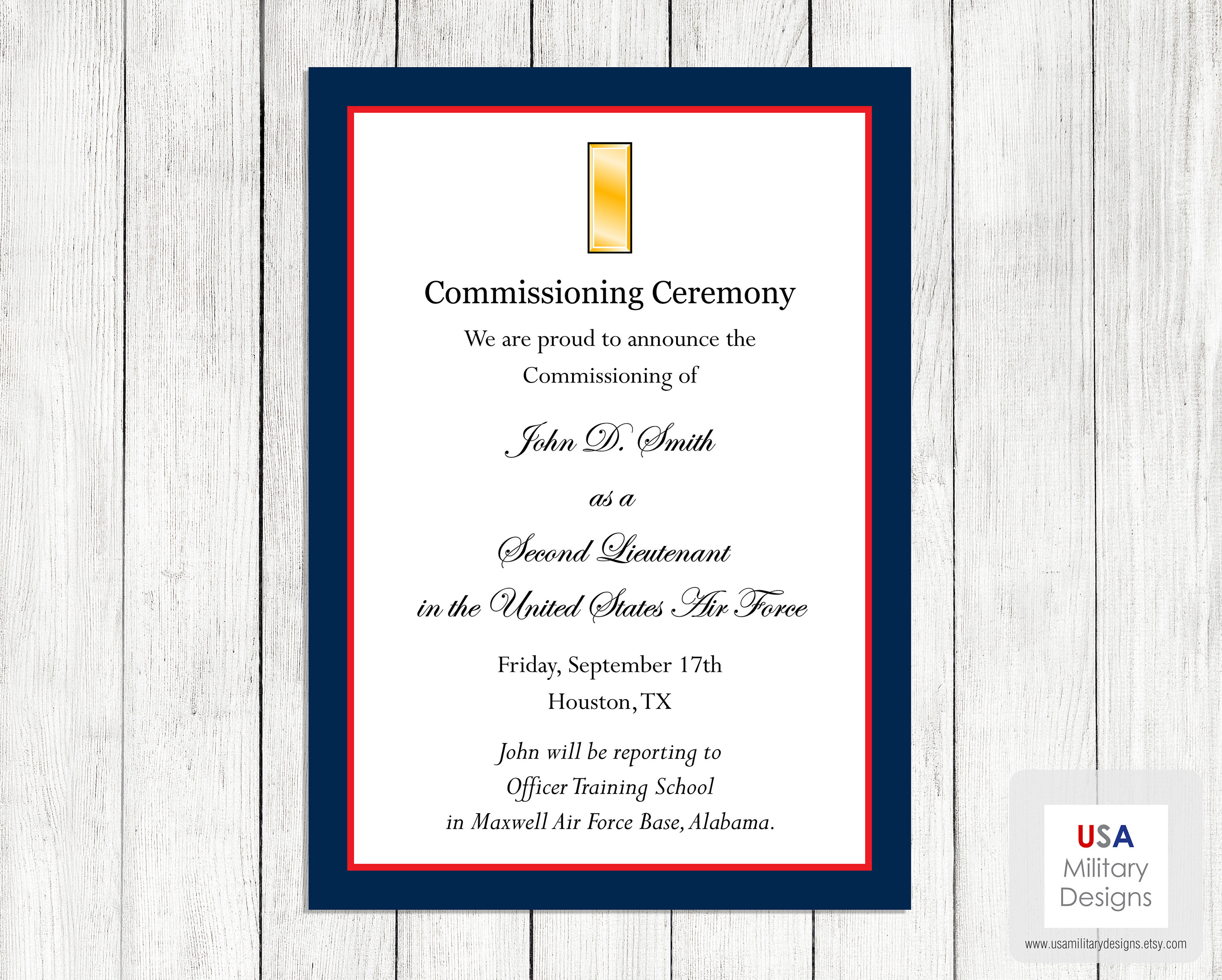 Air Force Commissioning Ceremony Announcement, Printable US Air Force ...