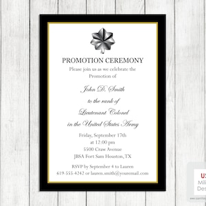 Army Promotion Ceremony Invitation, Printable Army Promotion Invitation ...