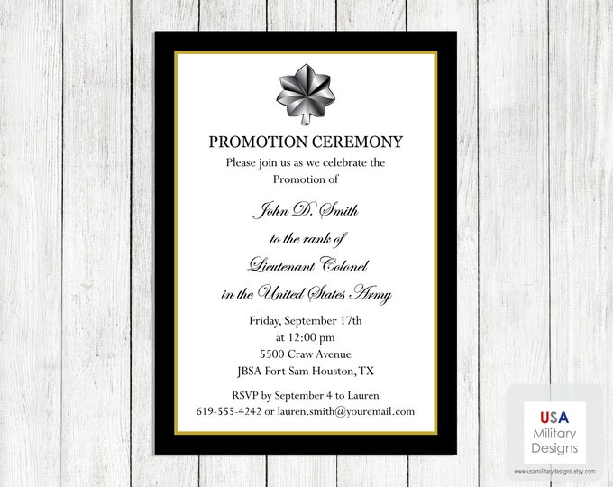 Army Promotion Ceremony Invitation, Printable Army Promotion Invitation ...