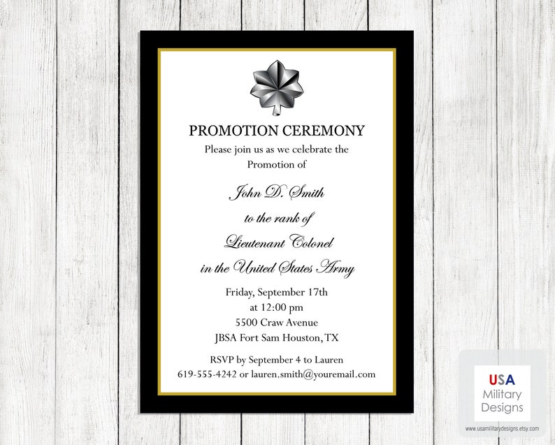 Army Promotion Ceremony Invitation, Printable Army Promotion Invitation ...