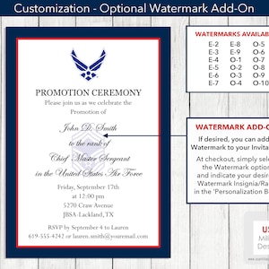 Air Force Promotion Ceremony Invitation Printable Air Force | Etsy