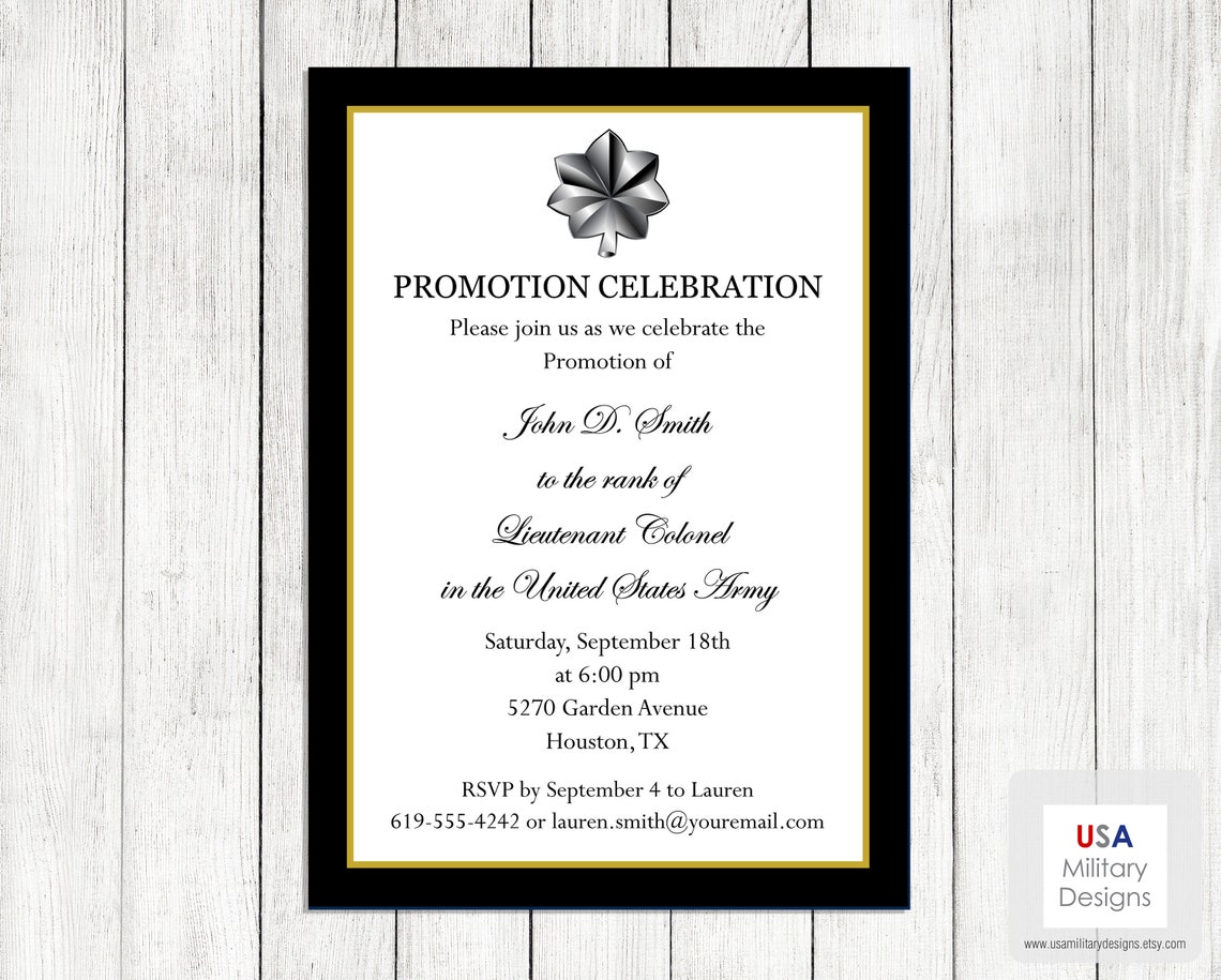 Army Promotion Celebration Invitation, Printable Army Promotion ...