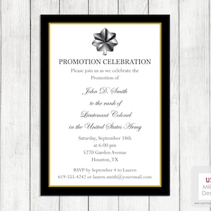 Army Promotion Celebration Invitation, Printable Army Promotion ...