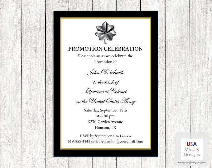 Army Promotion Celebration Invitation, Printable Army Promotion ...