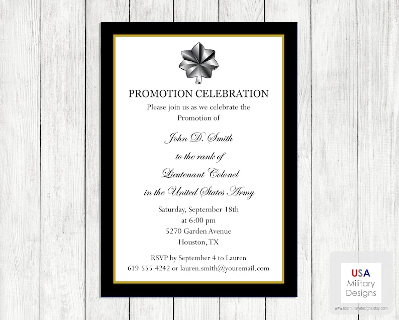 Army Promotion Celebration Invitation, Printable Army Promotion ...