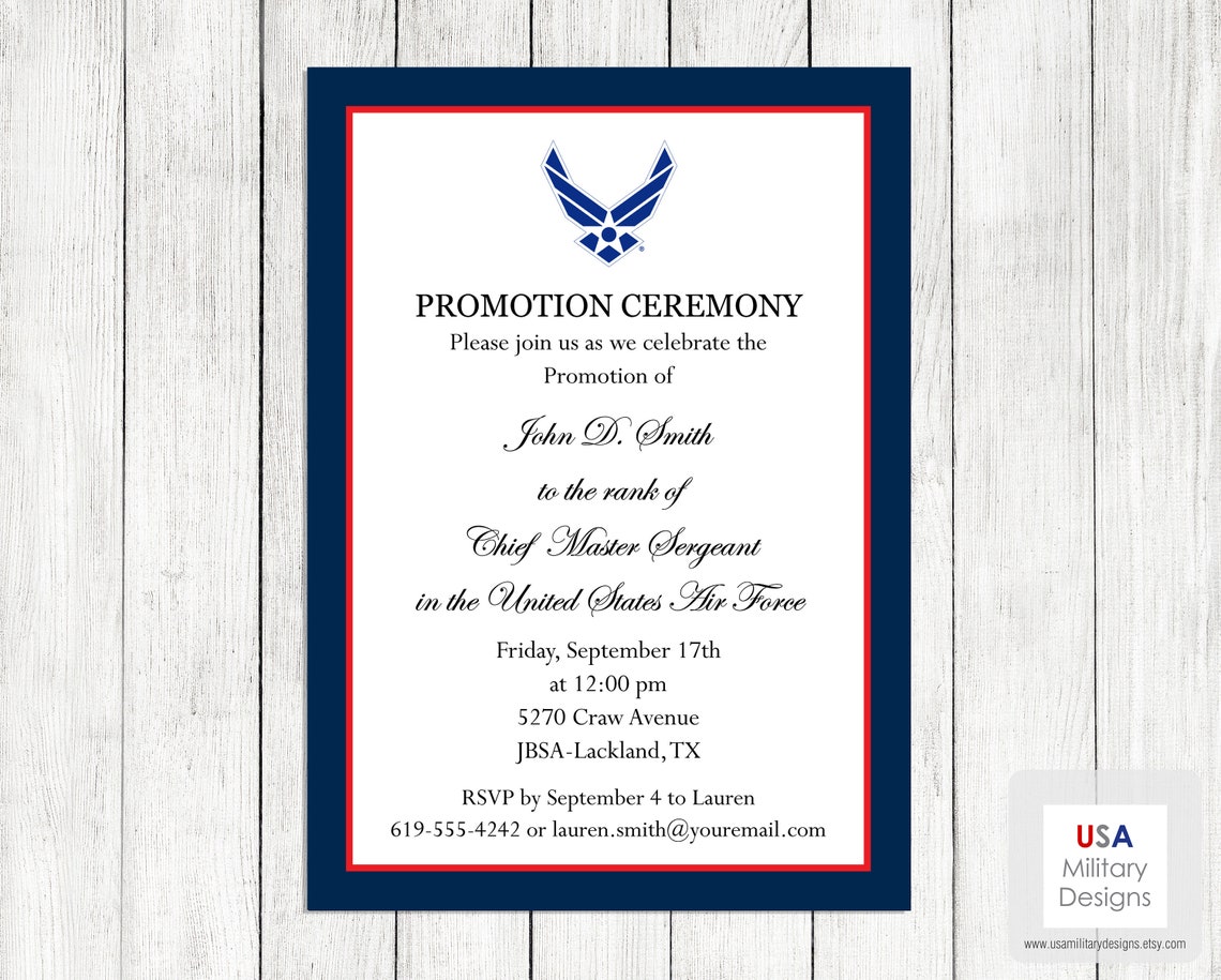 Air Force Promotion Ceremony Invitation Printable Air Force | Etsy