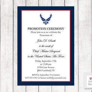 Air Force Promotion Ceremony Invitation Printable Air Force | Etsy