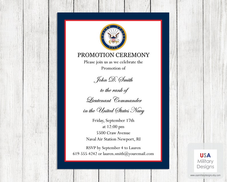 Navy Promotion Ceremony Invitation, Printable US Navy Promotion ...