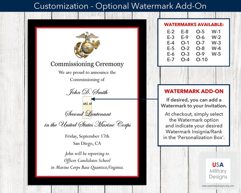Marine Corps Commissioning Ceremony Announcement, Printable USMC ...