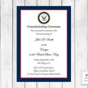 Navy Commissioning Ceremony Announcement, Printable US Navy ...