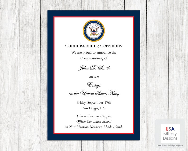 Navy Commissioning Ceremony Announcement, Printable US Navy ...