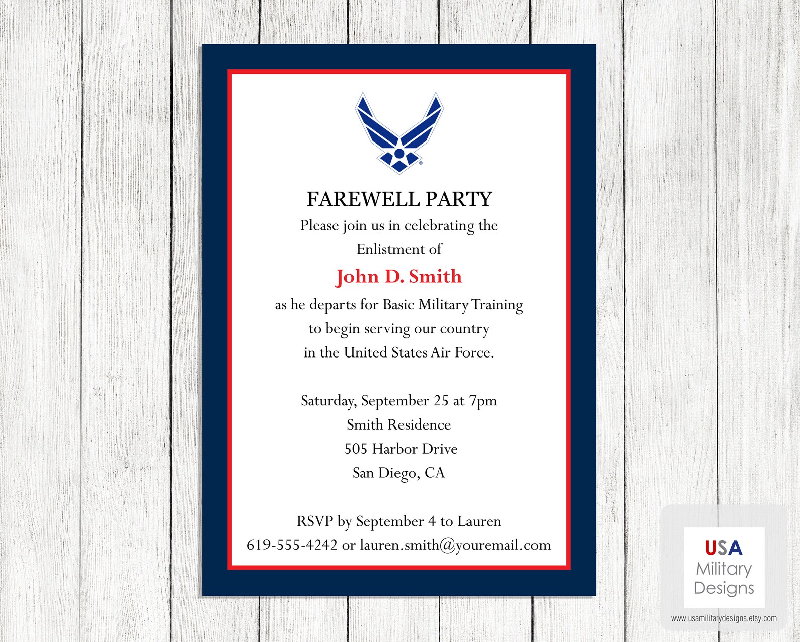 Air Force Farewell Invitation Printable US Air Force Farewell | Etsy