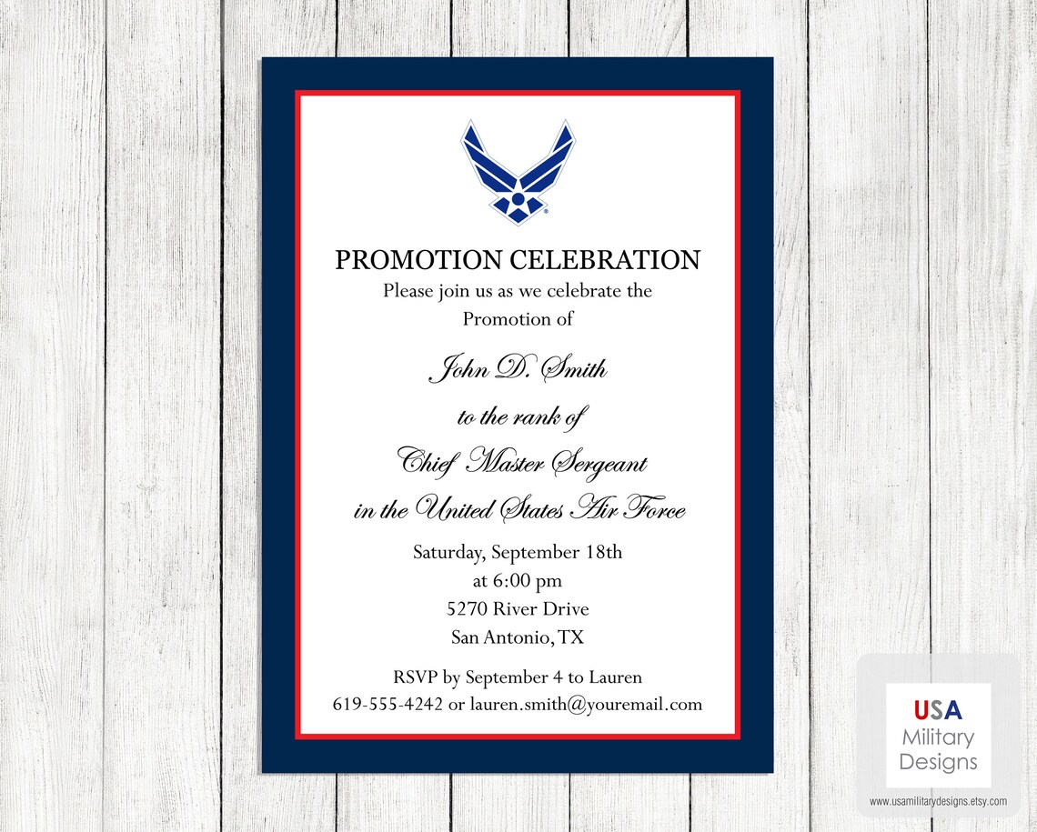 Air Force Promotion Celebration Invitation Printable Air | Etsy