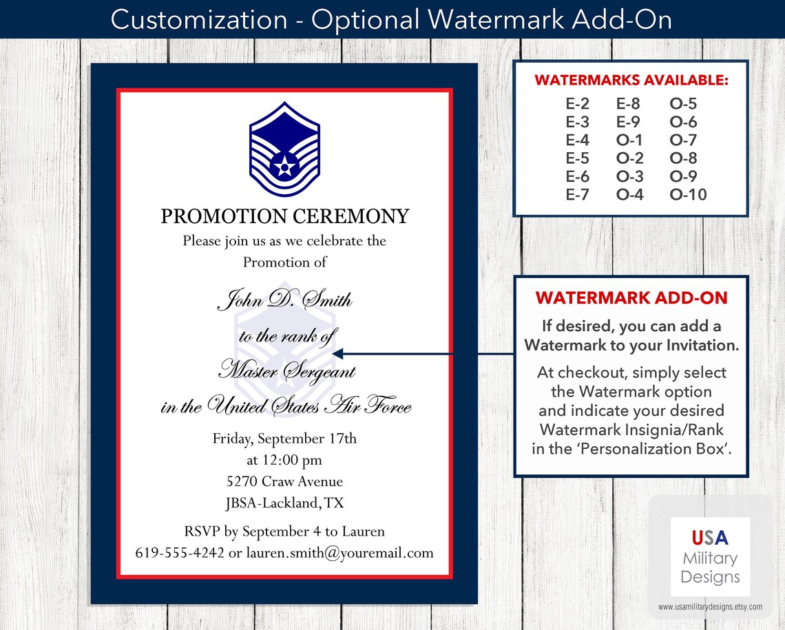 Air Force Promotion Ceremony Invitation, Printable Air Force Promotion ...