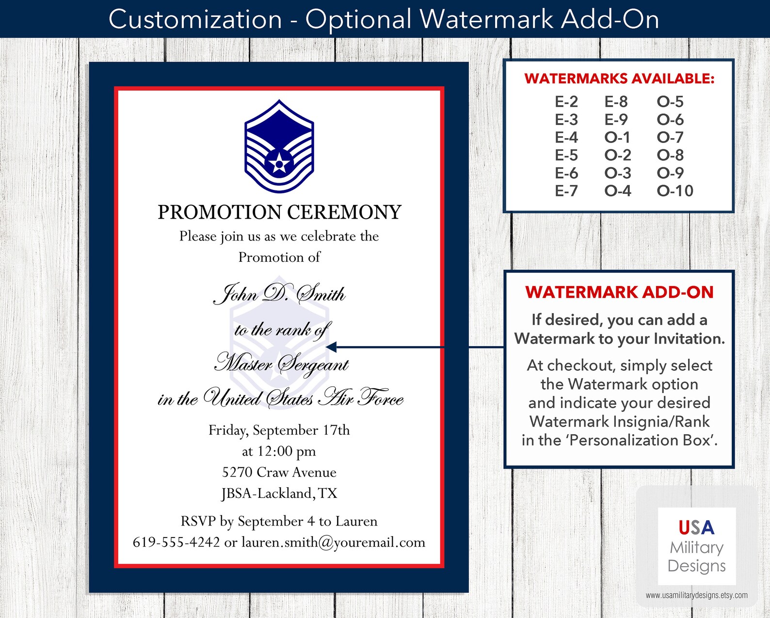 Air Force Promotion Ceremony Invitation, Printable Air Force Promotion ...