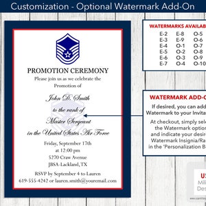 Air Force Promotion Ceremony Invitation, Printable Air Force Promotion ...