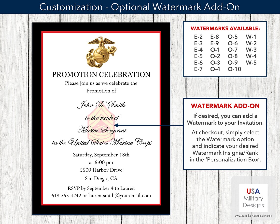 Marine Corps Promotion Celebration Invitation Printable - Etsy