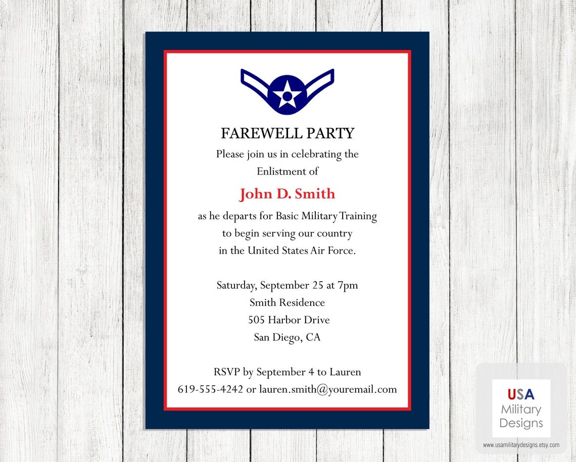 Air Force Farewell Invitation, Printable US Air Force Farewell ...