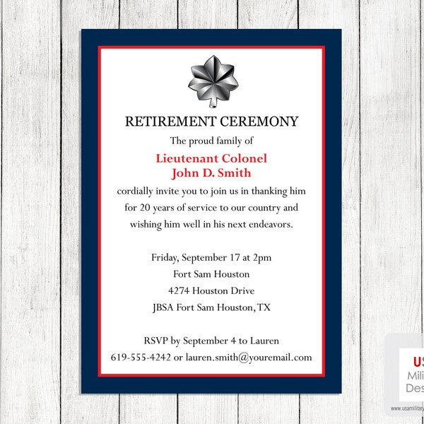 Army Retirement Invitation - Etsy