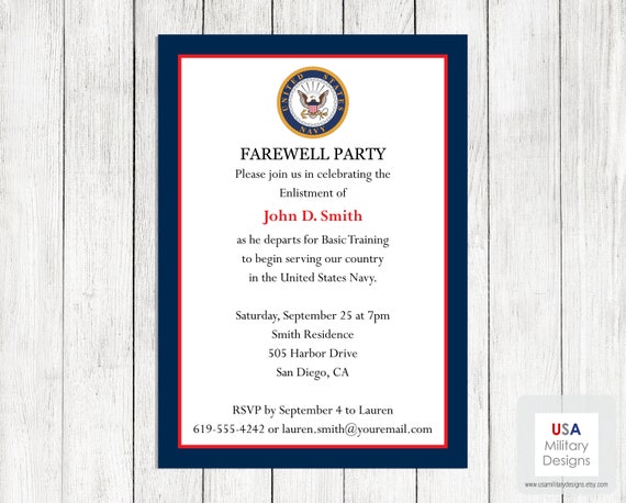 Navy Farewell Invitation Printable US Navy Farewell | Etsy