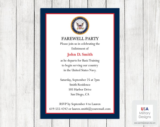 Navy Farewell Invitation, Printable US Navy Farewell Invitation ...