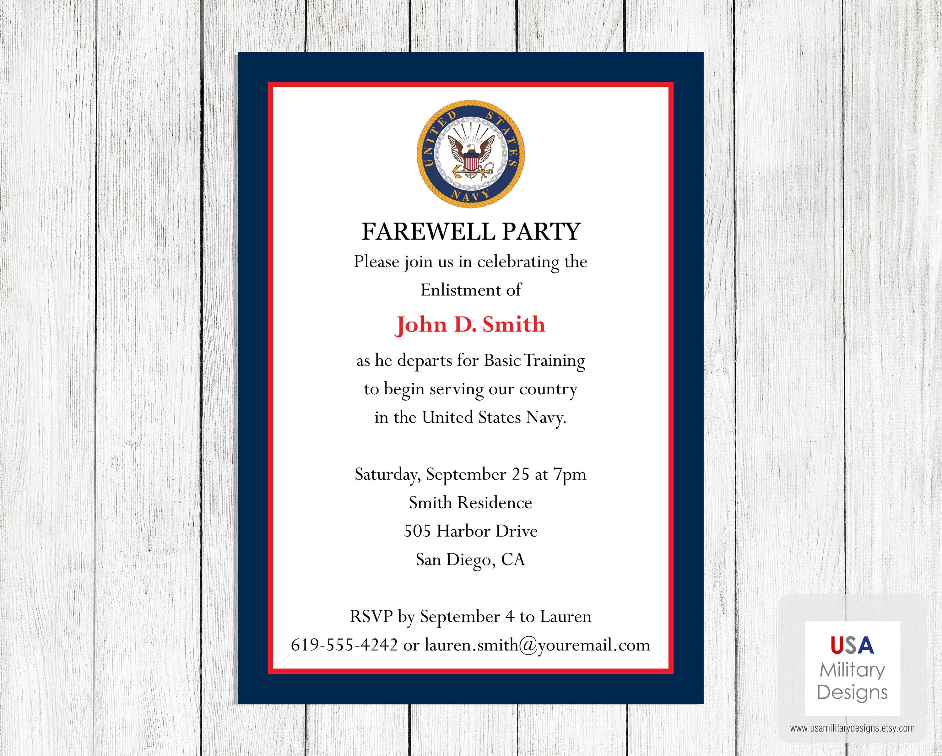 Navy Farewell Invitation, Printable US Navy Farewell Invitation ...