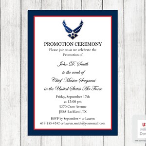 Air Force Promotion Ceremony Invitation Printable Air Force | Etsy
