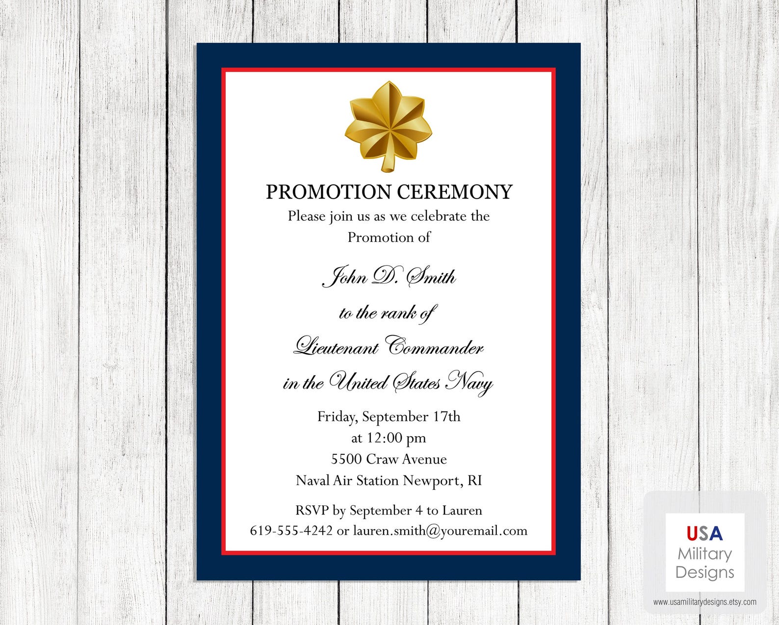 Navy Promotion Ceremony Invitation, Printable US Navy Promotion ...