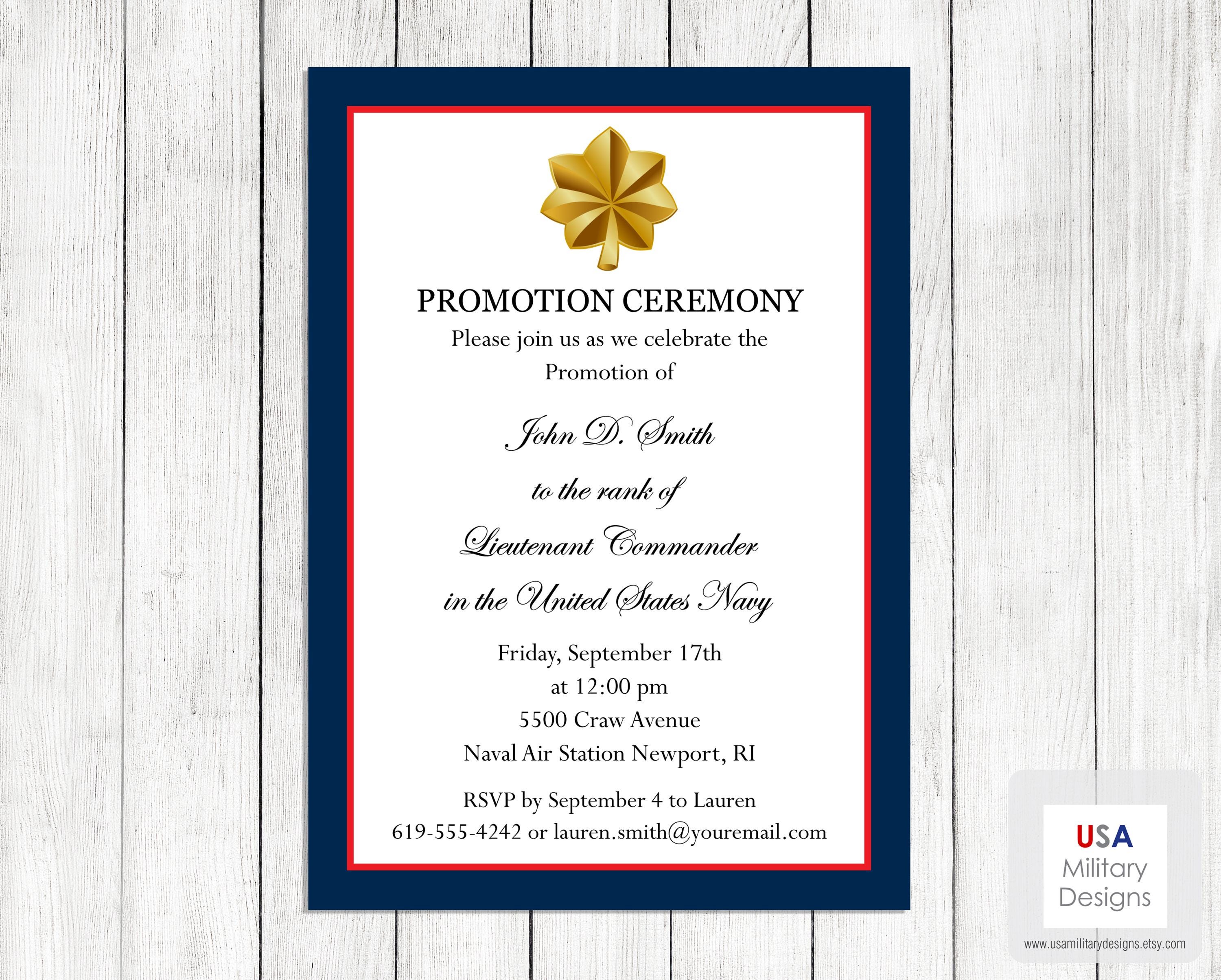 Navy Promotion Ceremony Invitation, Printable US Navy Promotion ...
