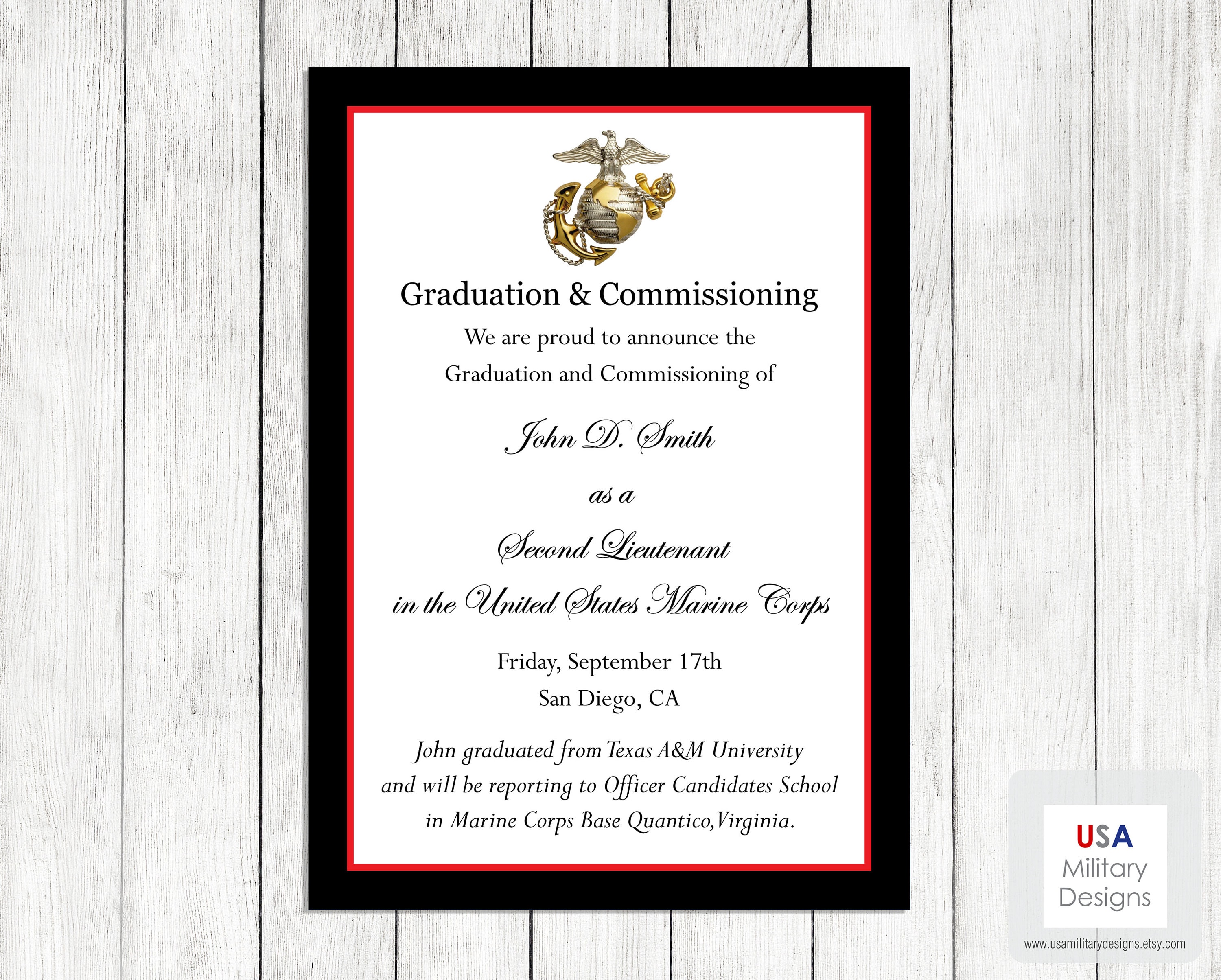 Buy Marine Corps Commissioning & Graduation Announcement, Printable ...