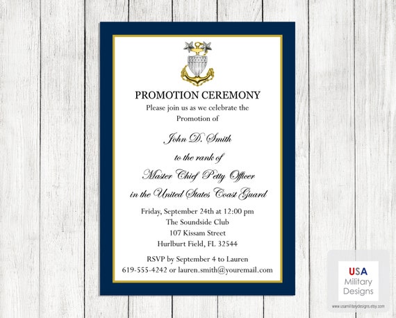 Coast Guard Promotion Ceremony Invitation Printable Coast - Etsy