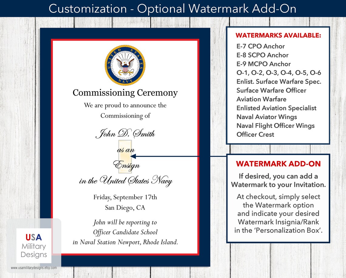Navy Commissioning Ceremony Announcement, Printable US Navy ...